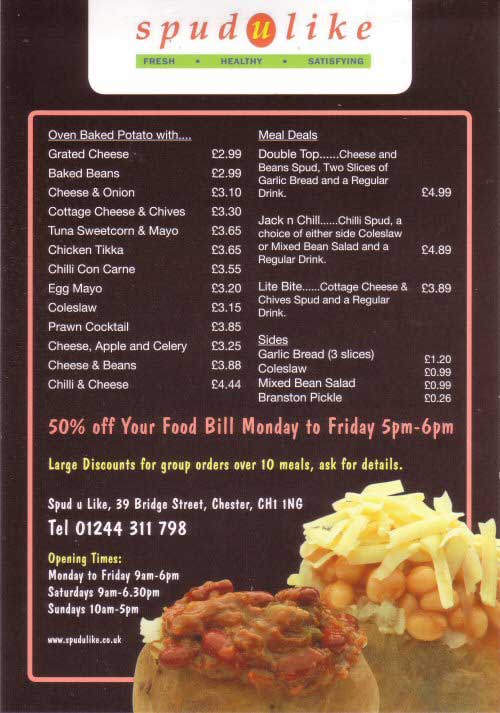 Chester Tourist - Spud-U-Like 39 Bridge Street